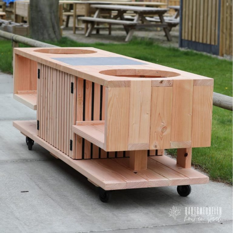 Buitenkeuken latjes op maat voor 2x Green Egg Large Kamado